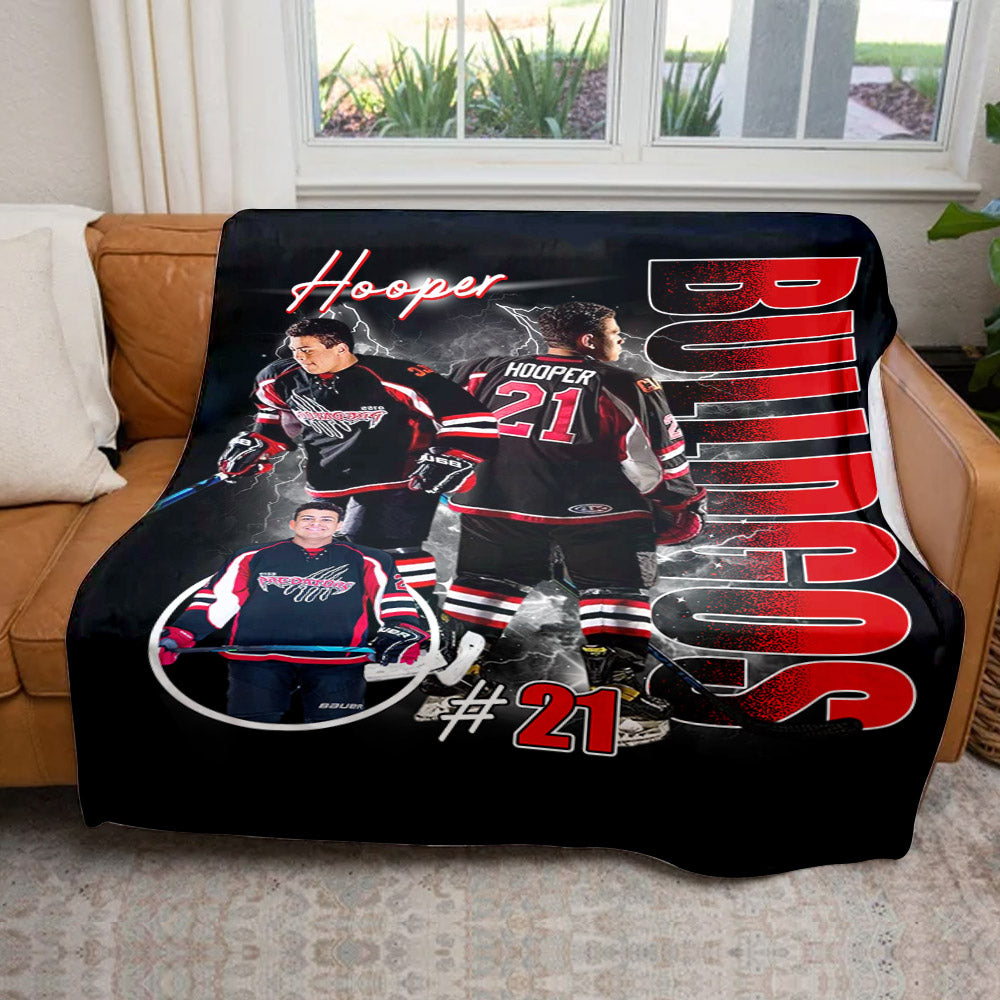 Custom Photo Ice Hockey Player Blanket - Personalized Team Name School ...