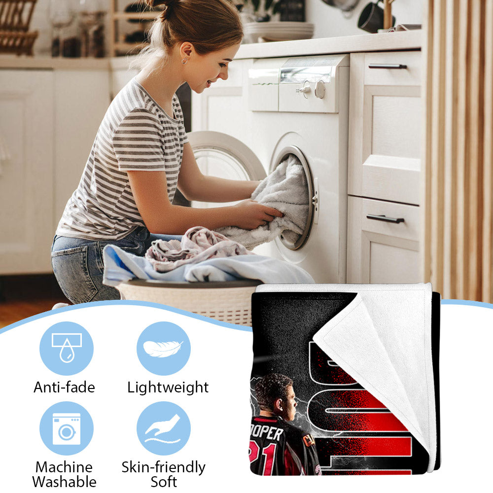 Custom Photo Ice Hockey Player Blanket - Personalized Team Name School ...