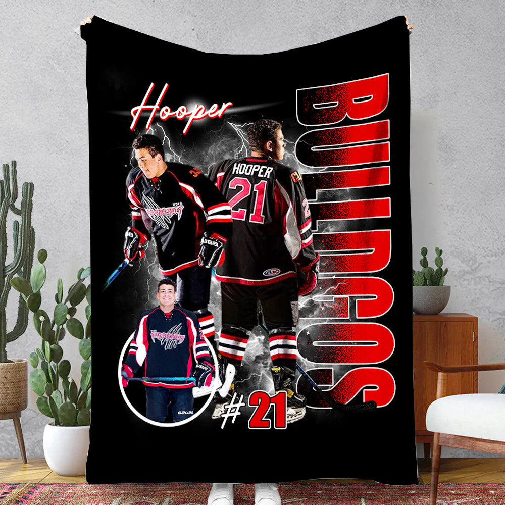 Custom Photo Ice Hockey Player Blanket - Personalized Team Name School ...